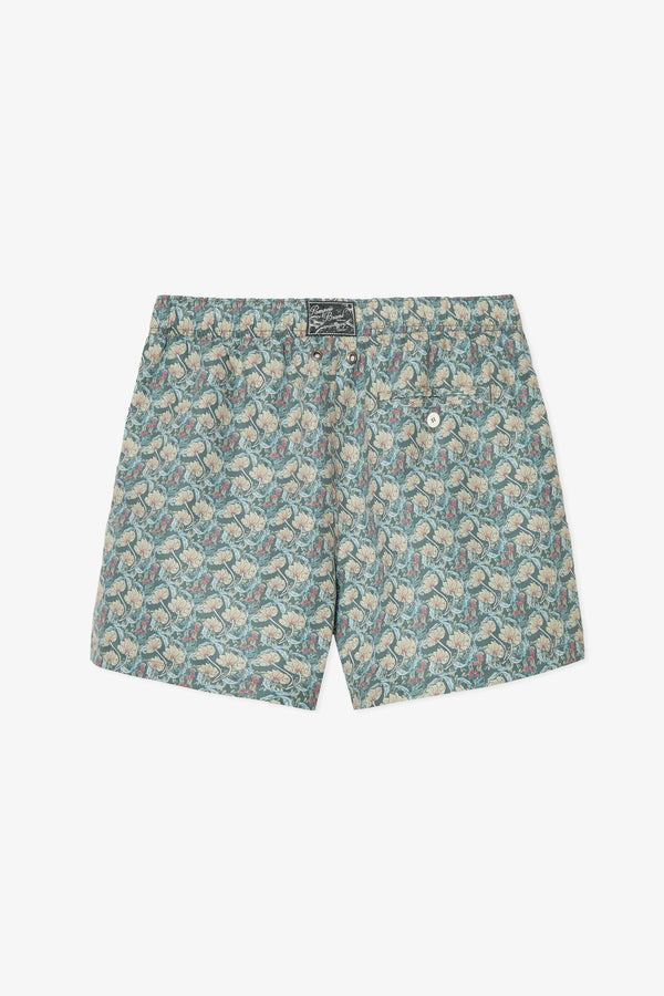 KHAKI FLOWER SWIM TRUNKS - Pompeii